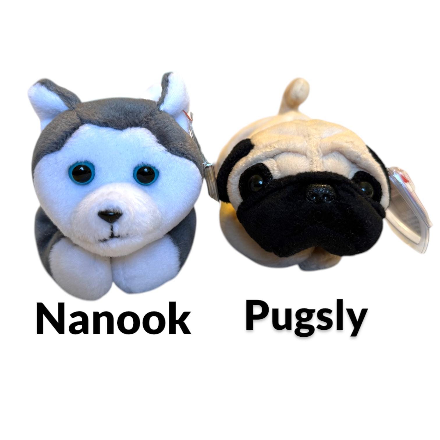 Ty Beanie Babies Dogs Doby, Dotty, Sparky, Pugsly, Wrinkles, Bernie ...