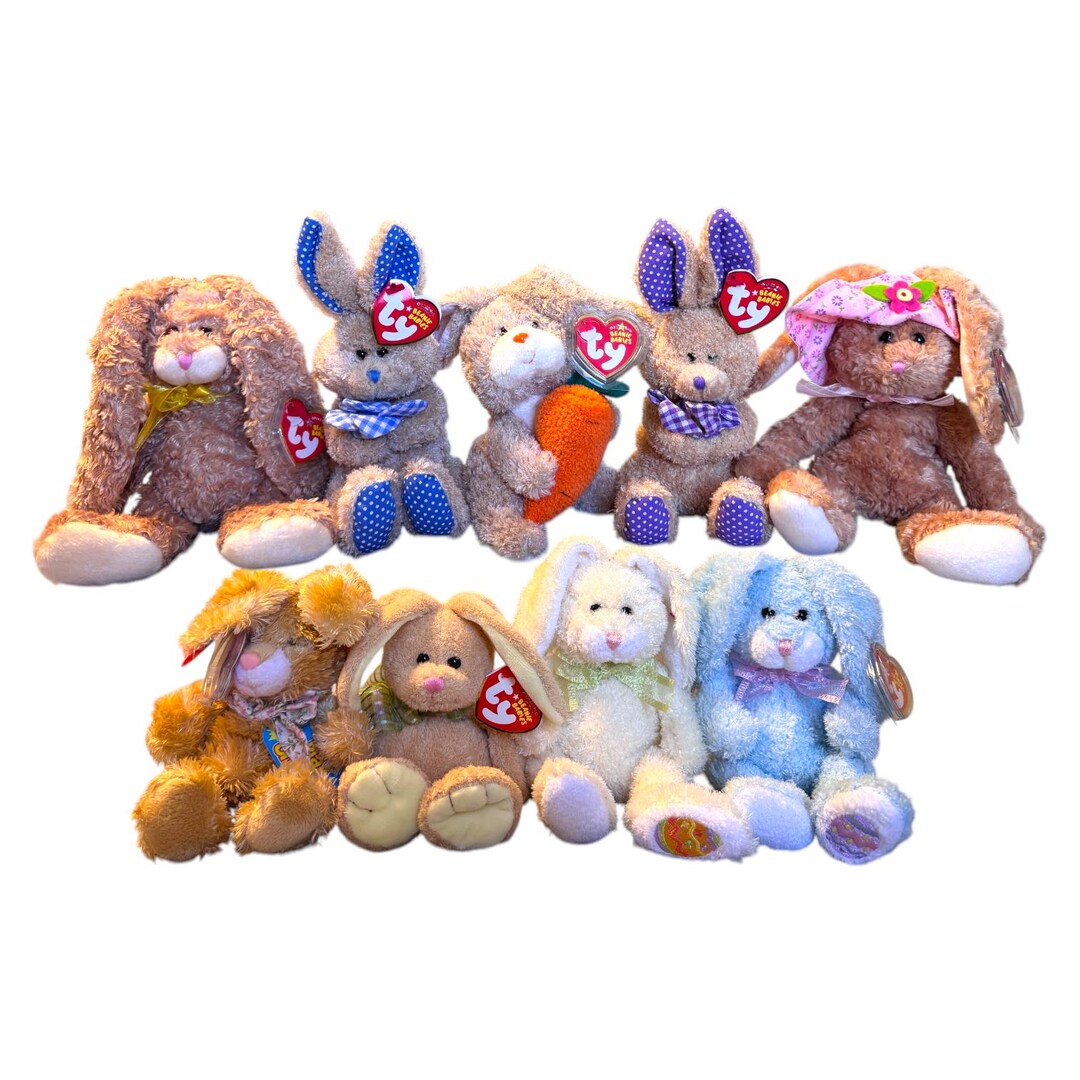 Ty Beanie Babies Bunny Rabbits Sunbonnet Posy Petunia Hutches Harrison ...