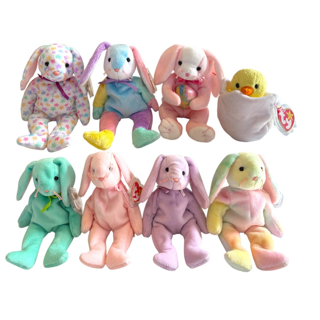 Ty Beanie Babies Easter Theme Bunny Rabbits Hippie Springfield Floppity ...