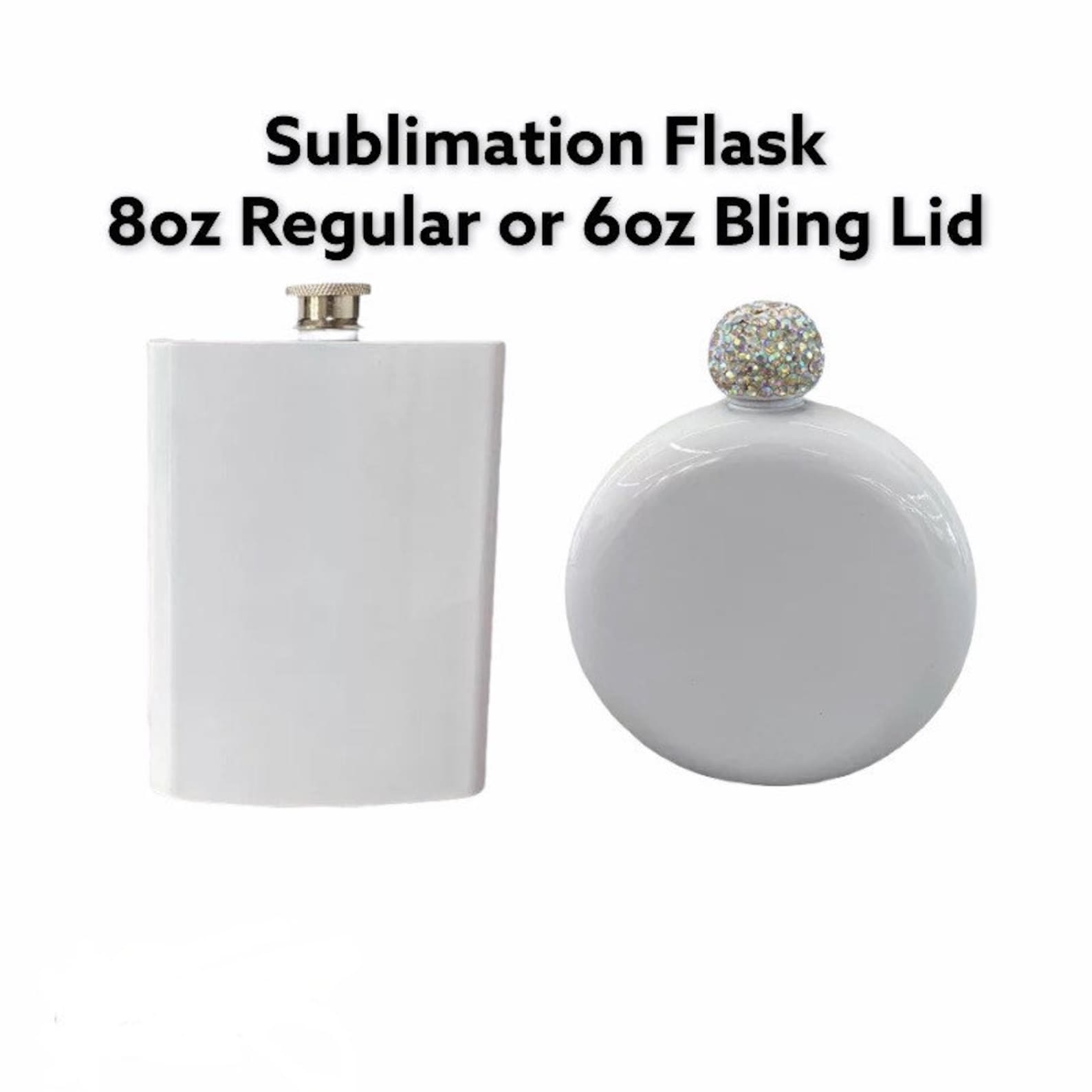 Blank Sublimation Flasks 8oz Regular or 6oz Round With Bling - Etsy