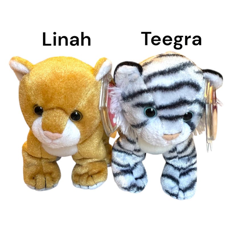 Ty Beanie Babies Leopards, Tigers Cheetahs Big Cats, Linah, Teegra ...