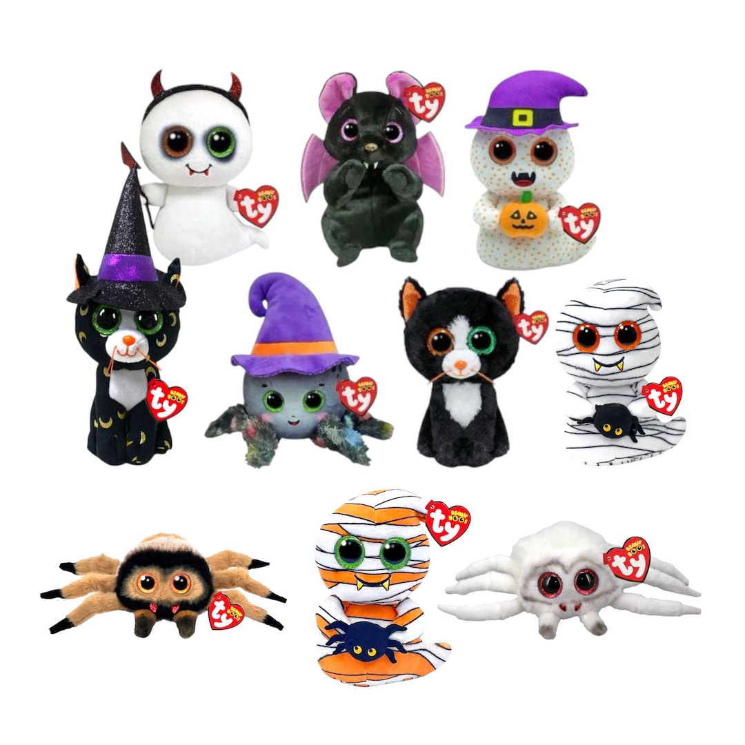 Ty Beanie Boos Halloween Pandora, Godfrey, Mumford, Weaver, Spinderella ...