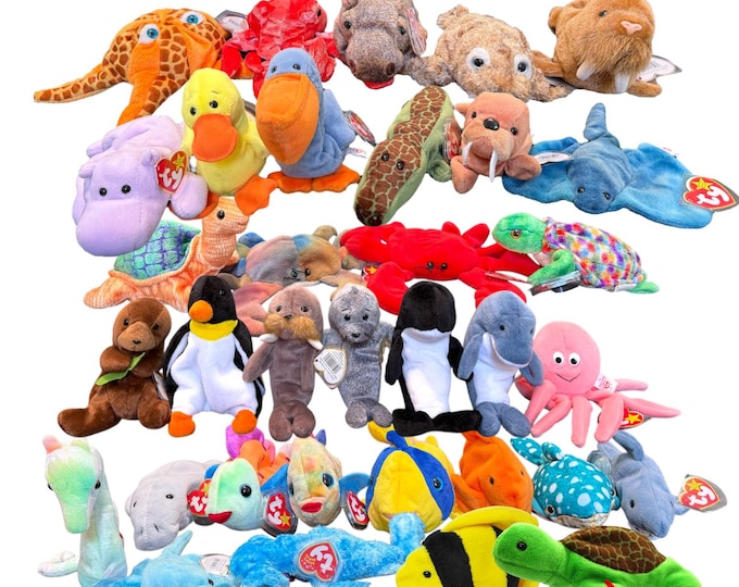 Ty Beanie Babies - Water Creatures - Sharks and Dolphins - Chompers ...