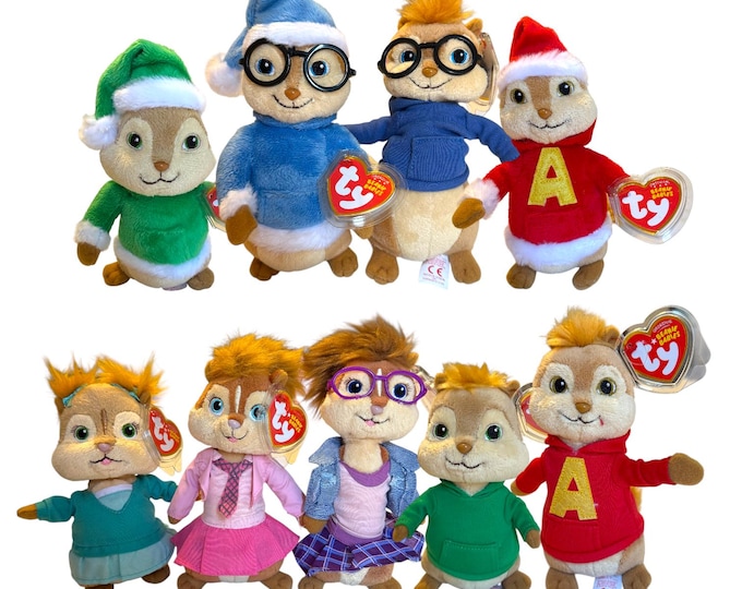 Ty Beanie Babies Alvin and the Chipmunks Characters Alvin, Simon ...