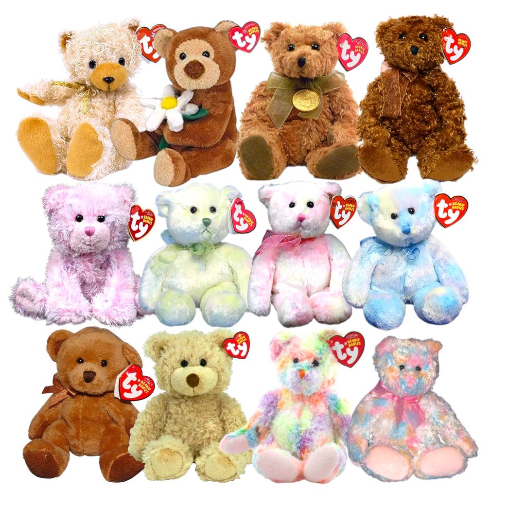 Ty Beanie Babies Bears Teddy 100 Anniversary, Ticklish, Busby, Twirls ...