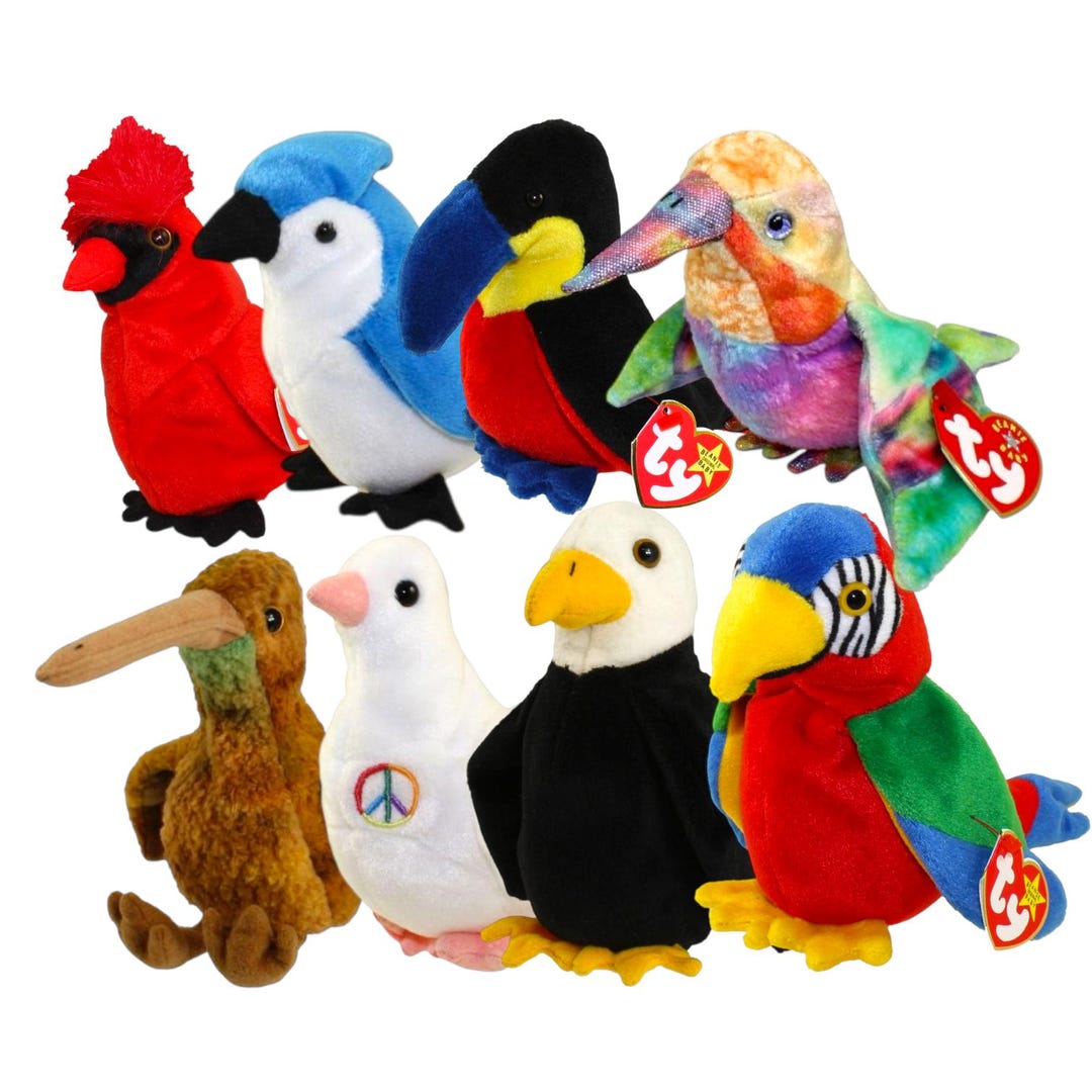 Ty Beanie Babies Birds Kiwi, Nectar, Rocket, Beak, Mac, Jabber ...