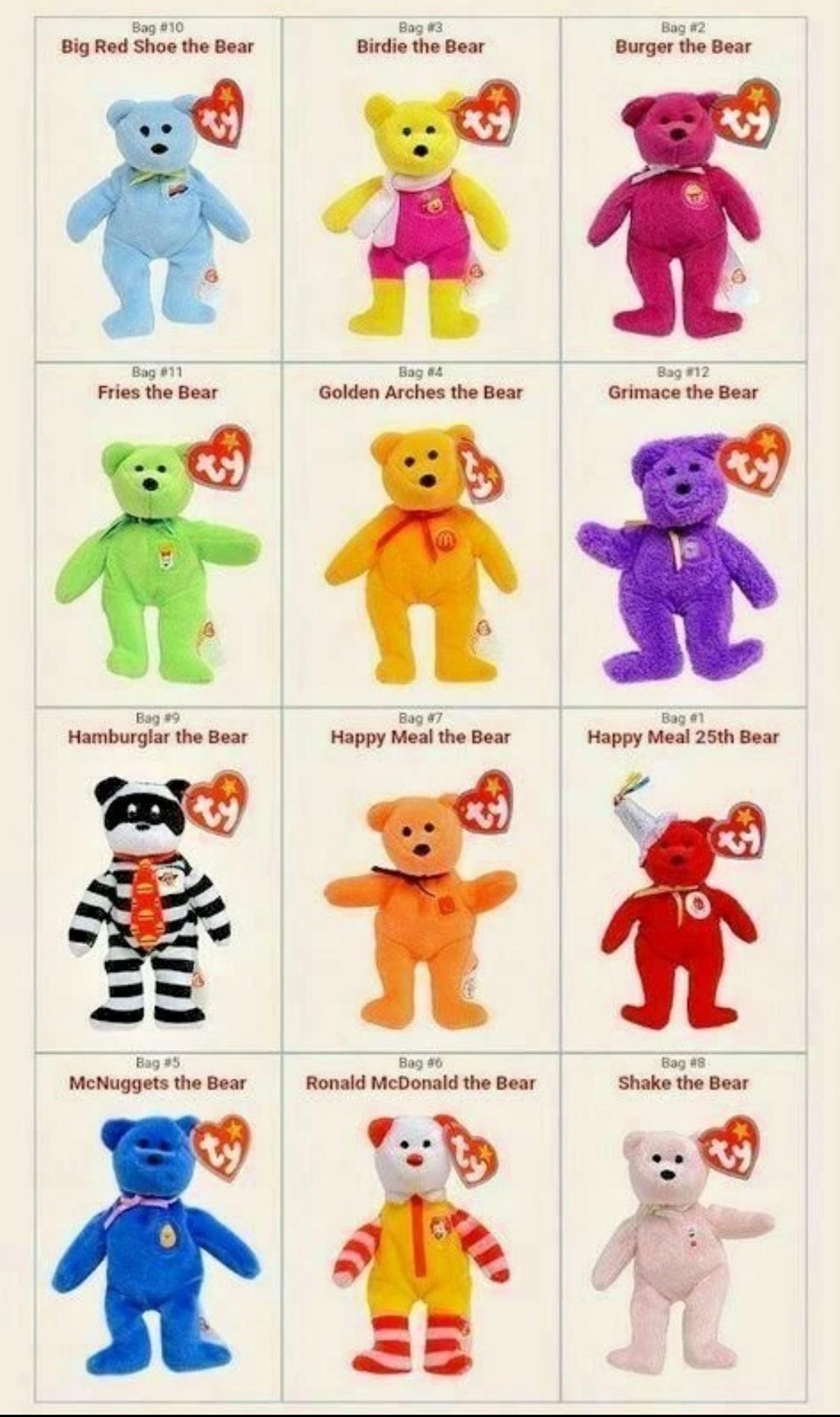 Mcdonald’s 2004 25th Anniversary Ty Teeny Beanie Babies Happy Meal Toys ...