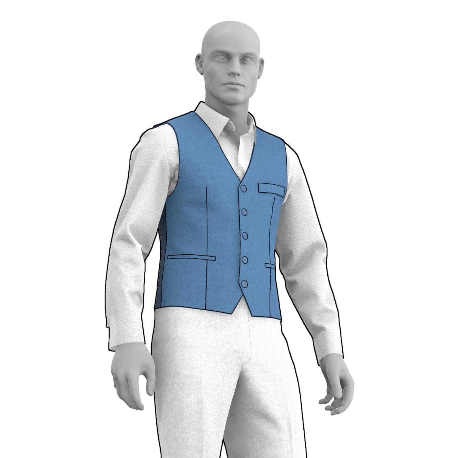 Medium Sizes Classic Vest Pattern for Men Waistcoat Man M + L + XL (US ...
