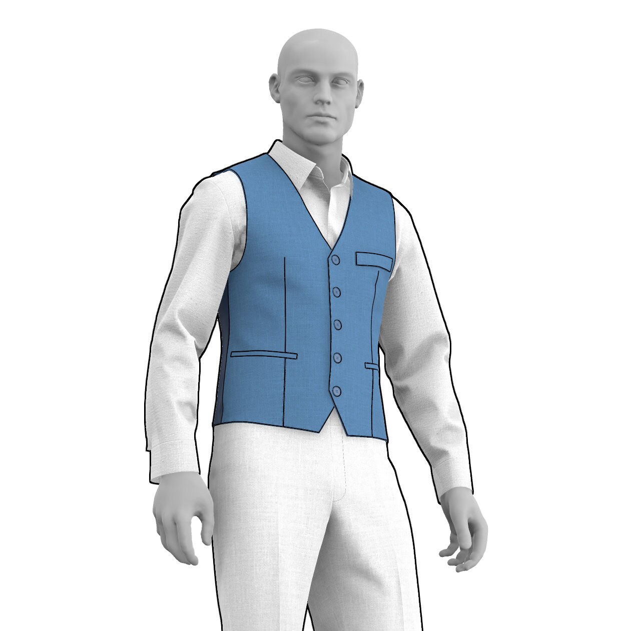 Medium Sizes Classic Vest Pattern for Men Waistcoat Man M + L + XL (US ...