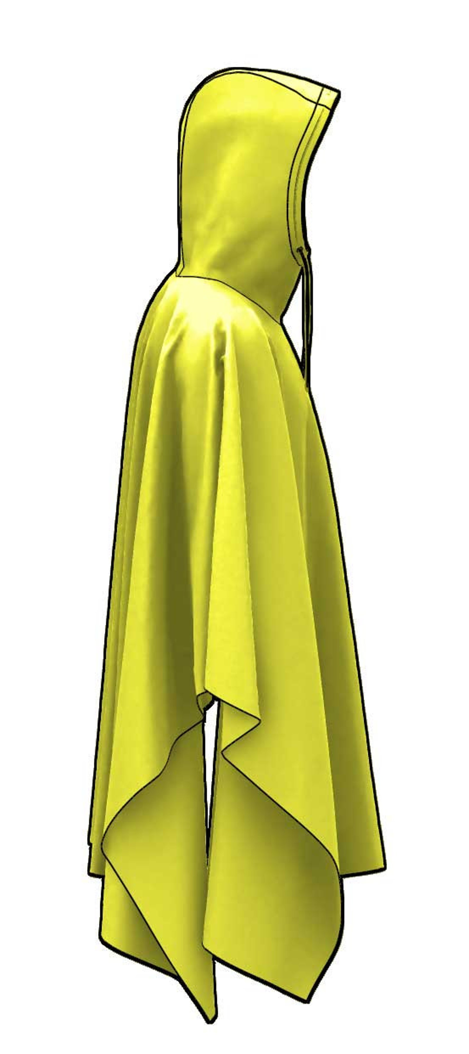 Hooded Rain Poncho Easy Cape for Men Digital Sewing Pattern Size XS to ...