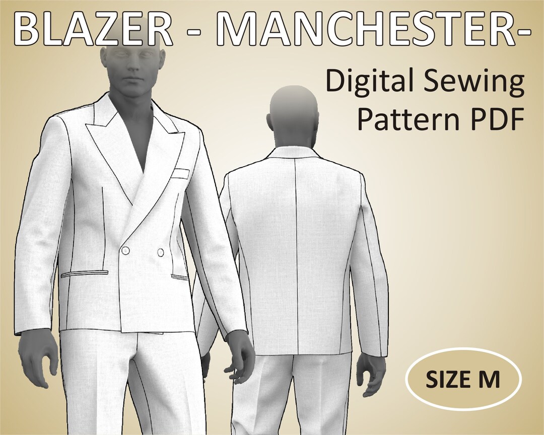 Size M US40 Mens Blazer Tailored Double Breasted Suit Jacket for Men ...