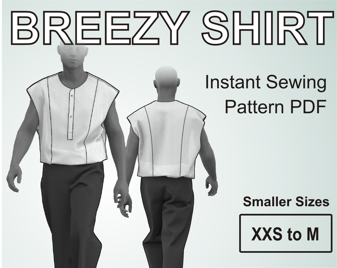 Breezy Shirt for Men Sleeveless Shirt Without Collar Easy Sewing ...