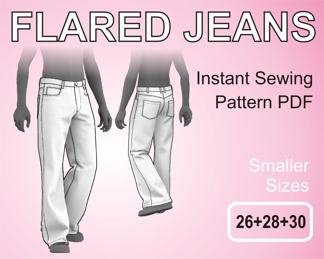 Flared Jeans Bootcut Pants Retro 5 Pocket Style Bell Bottom Trousers ...