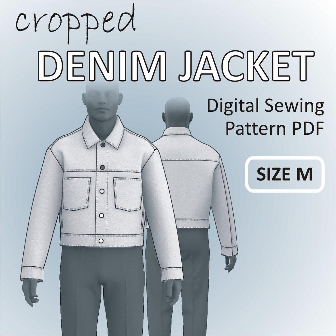 Cropped Denim Jacket for Men - Jean Jacket - Digital Sewing Pattern PDF ...