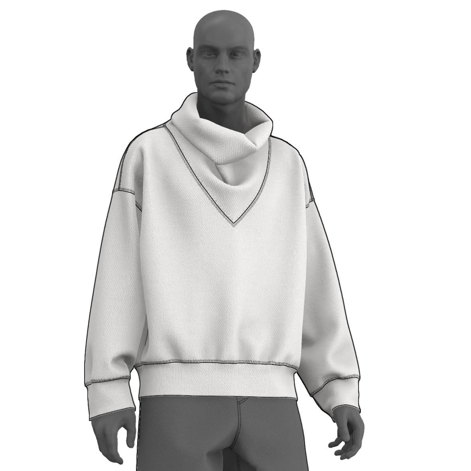 Oversized V-collar Turtle Neck Sweater - Easy Sewing Pattern PDF - All ...