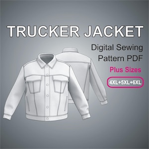 Plus Sizes - Trucker Jacket for Men Jean Jacket Mens Denim Jacket - Digital Sewing Pattern PDF ...