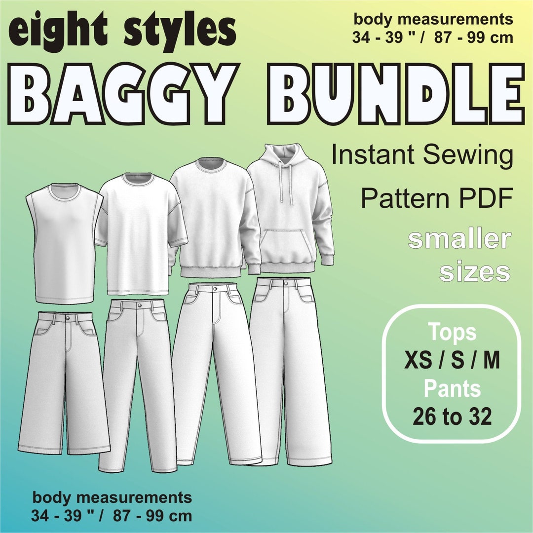 Baggy Bundle for Men Digital Sewing Pattern PDF Oversize Set Man ...