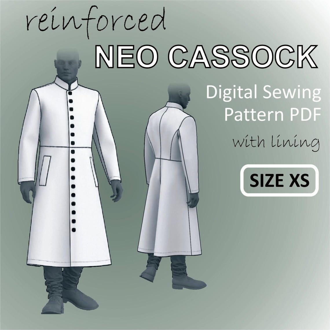 Size XS - Neo Cassock Coat for Men - Priest Style / Sherwani Inspired ...