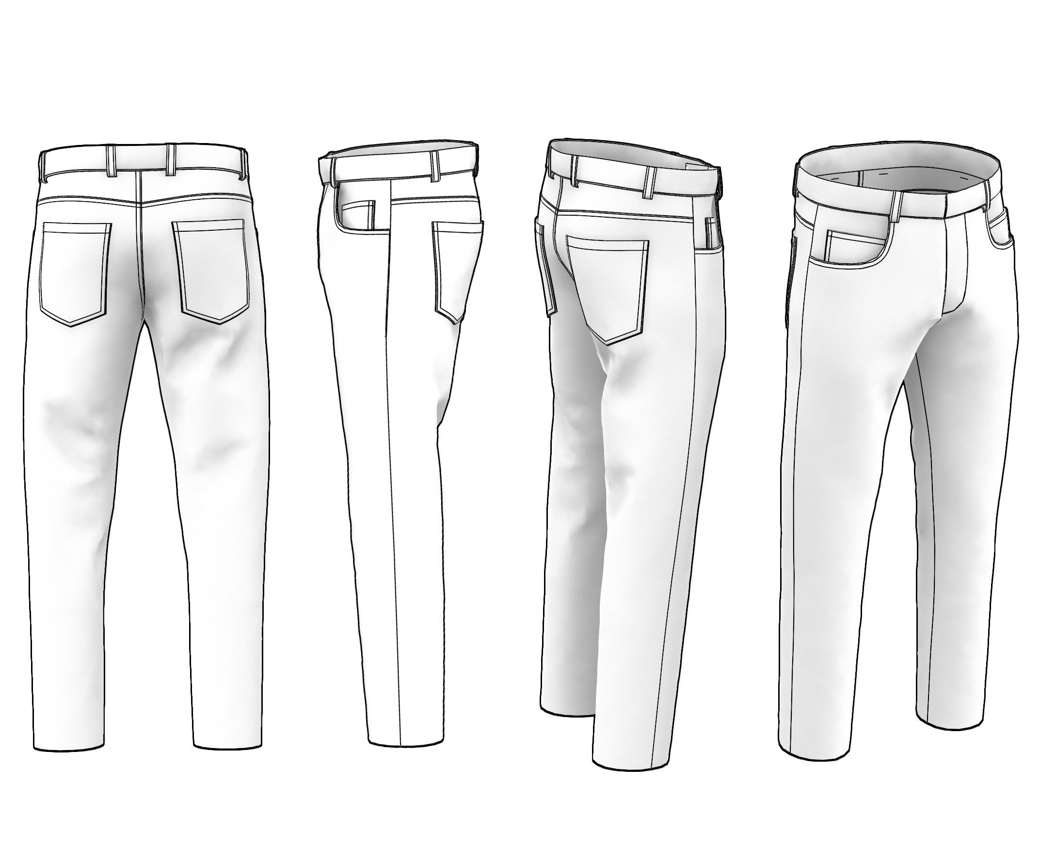 Men's Jeans Denim Pants Digital Sewing Pattern PDF Smaller | Etsy