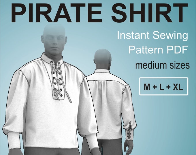 Roguish Pirate Shirt Sewing Pattern | Mens XS-4XL Renaissance Cosplay ...