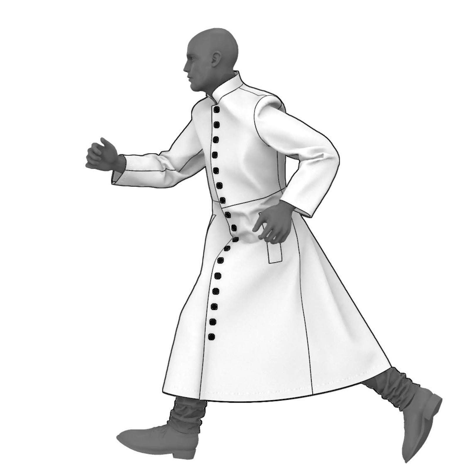 Size M - Neo Cassock Coat for Men - Priest Style / Sherwani Inspired ...