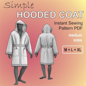 Simple Hooded Coat for Men Boxers Robe Easy Coat Without Lining Bathrobe Louge Coat - Digital ...
