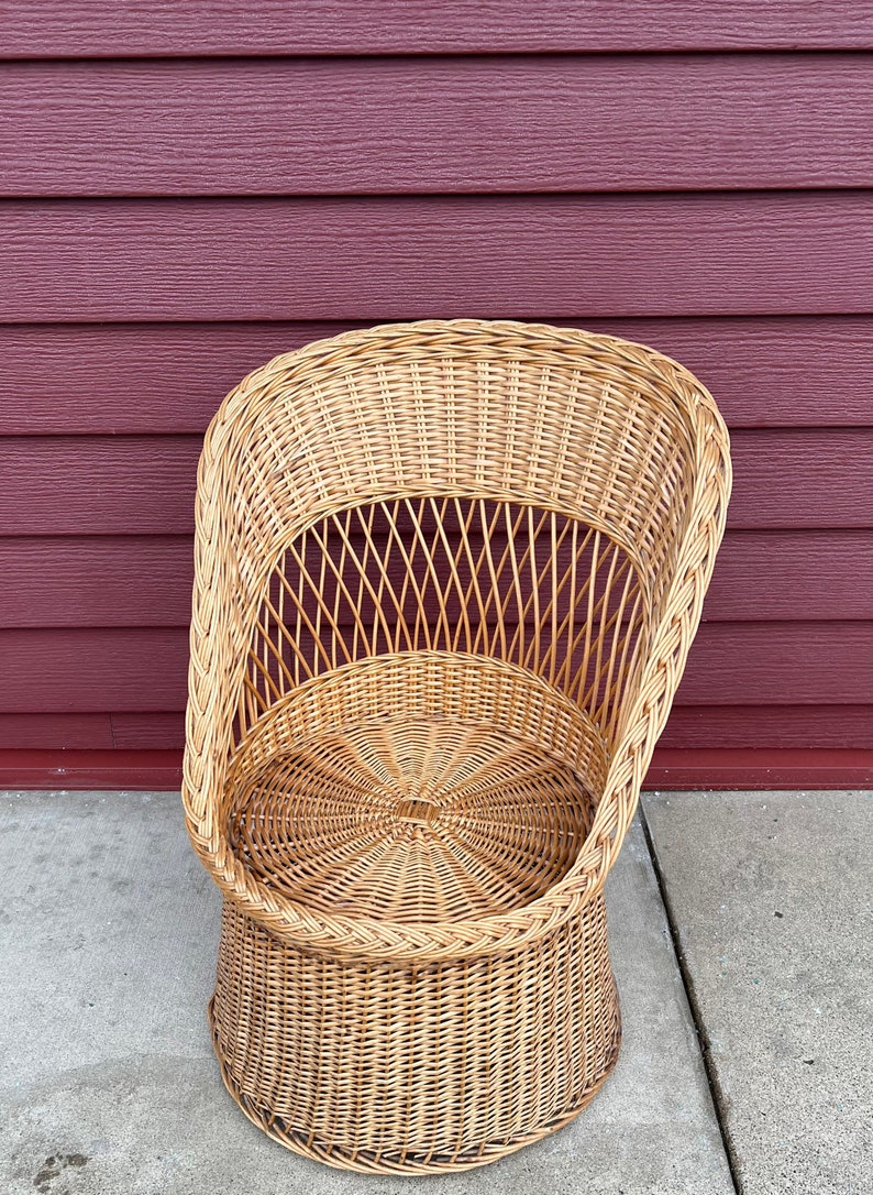 Vintage Wicker Bucket Chair - Etsy