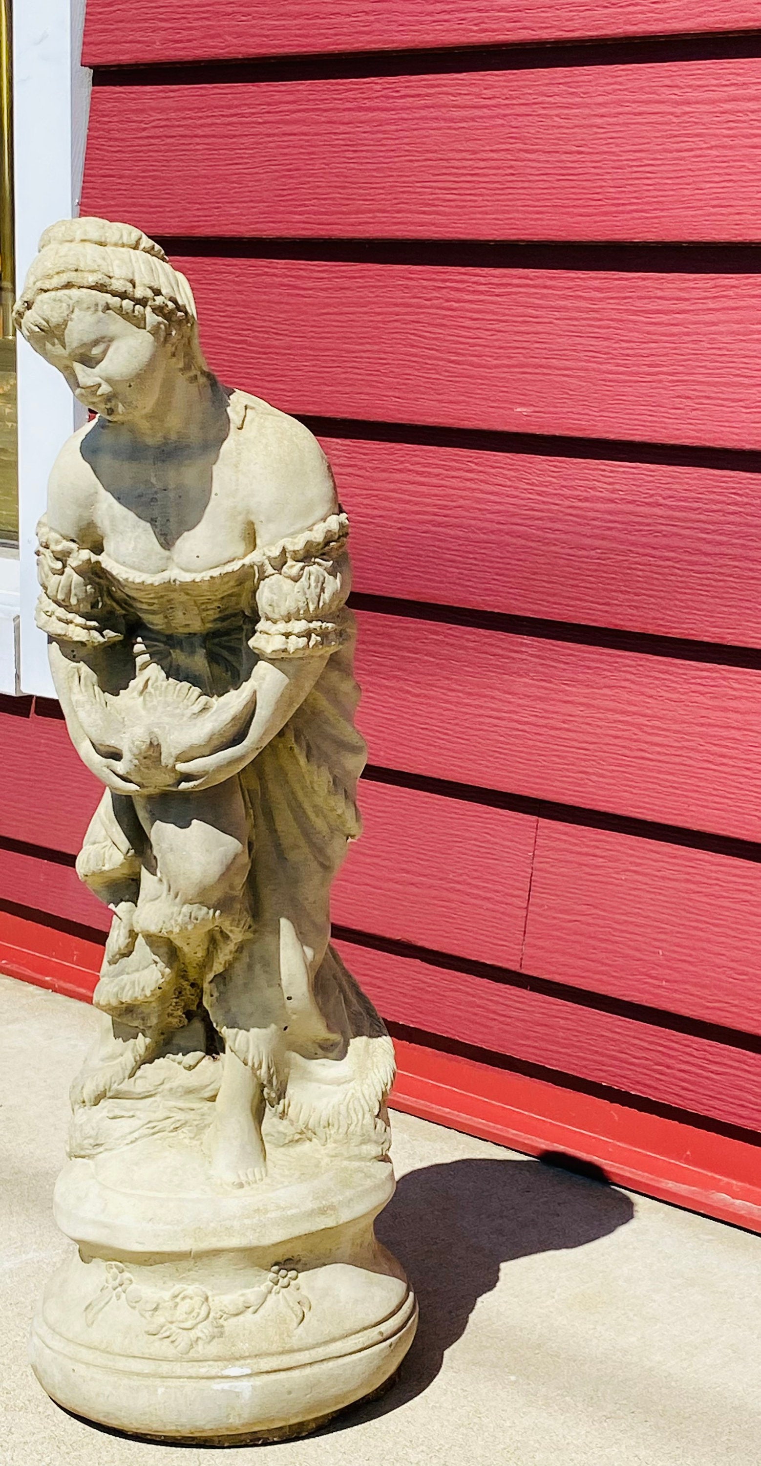 Vintage Concrete Statue of a Maiden - Etsy