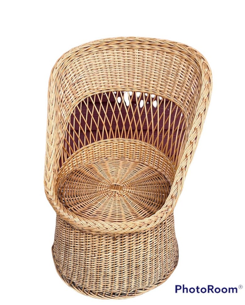 Vintage Wicker Bucket Chair - Etsy