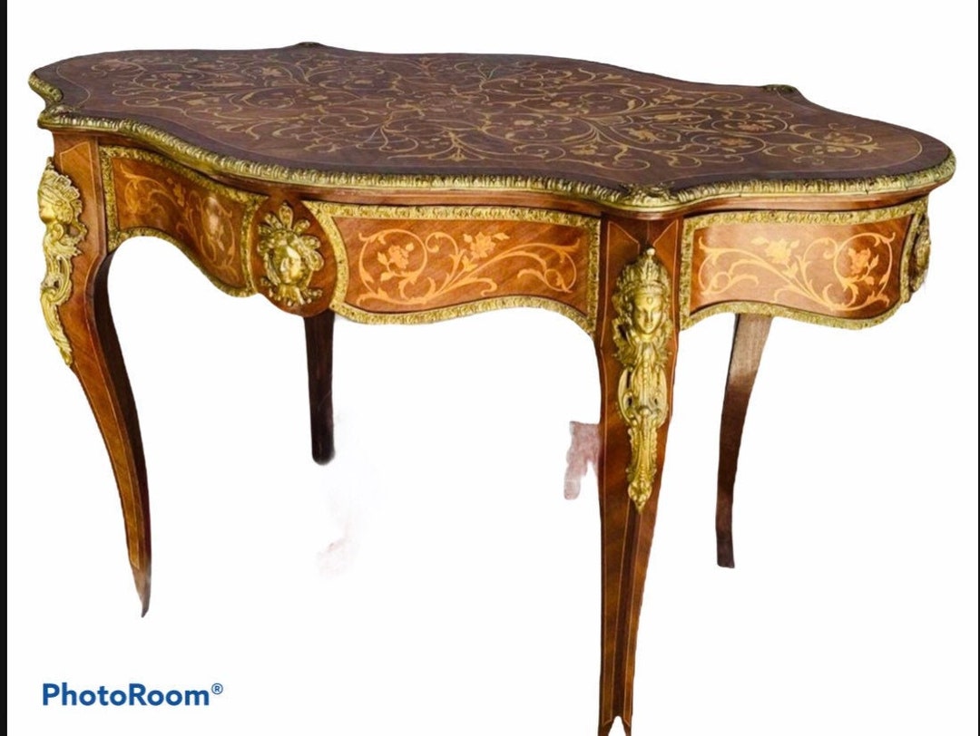 Antique French Boulle Style Inlayed and Ormolu Table - Etsy