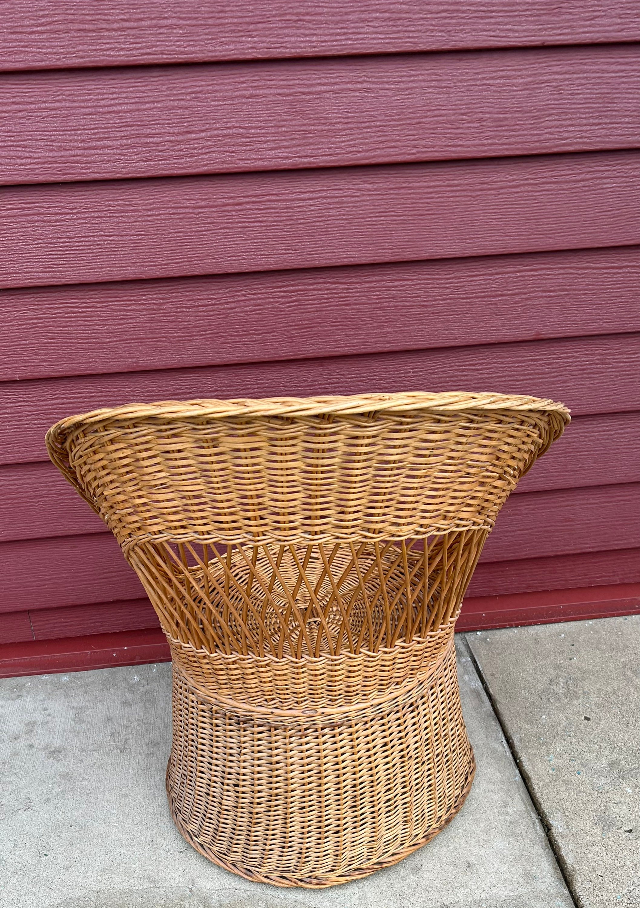 Vintage Wicker Bucket Chair - Etsy