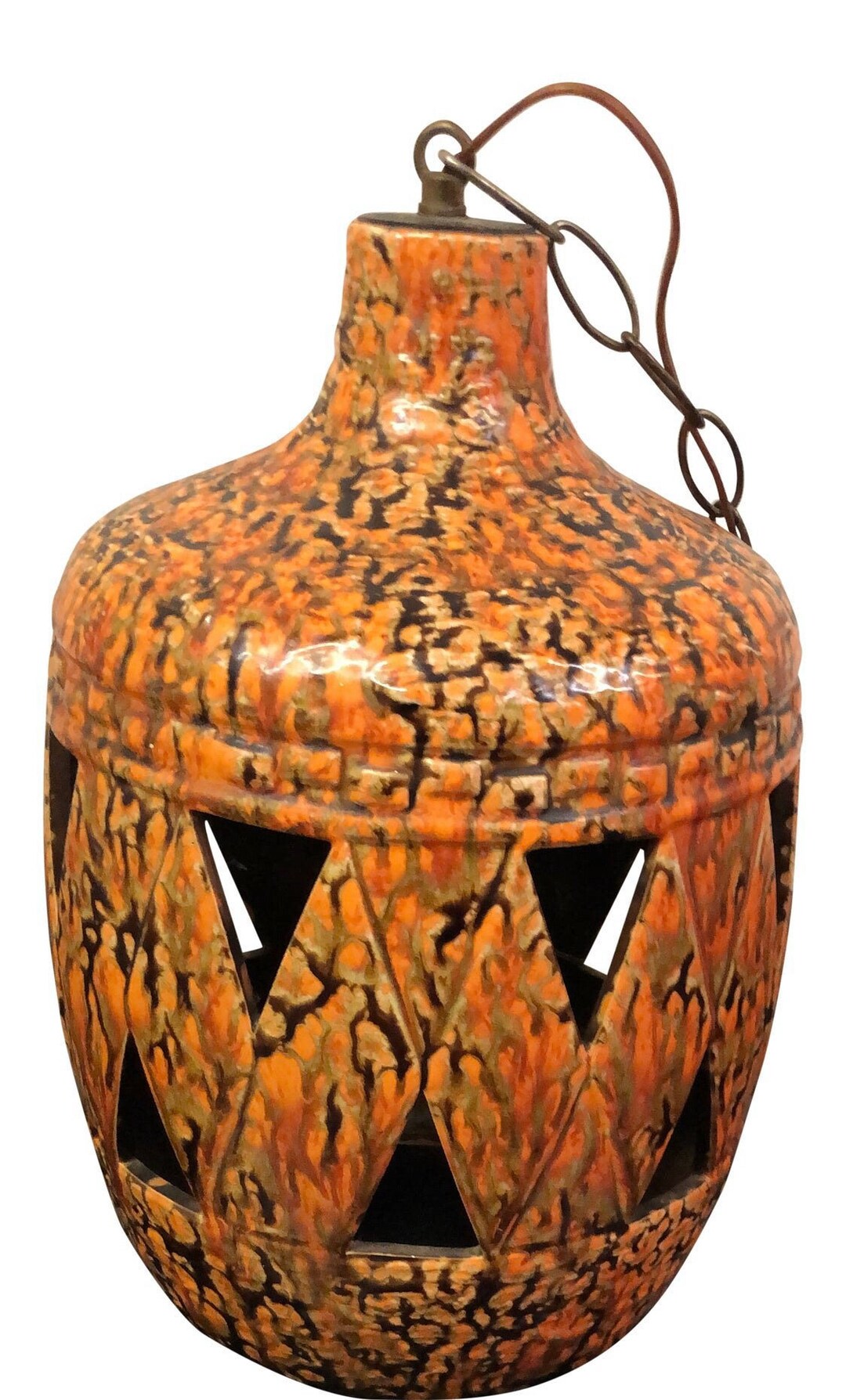 Vintage Orange Crackle Clay Swag Light - Etsy