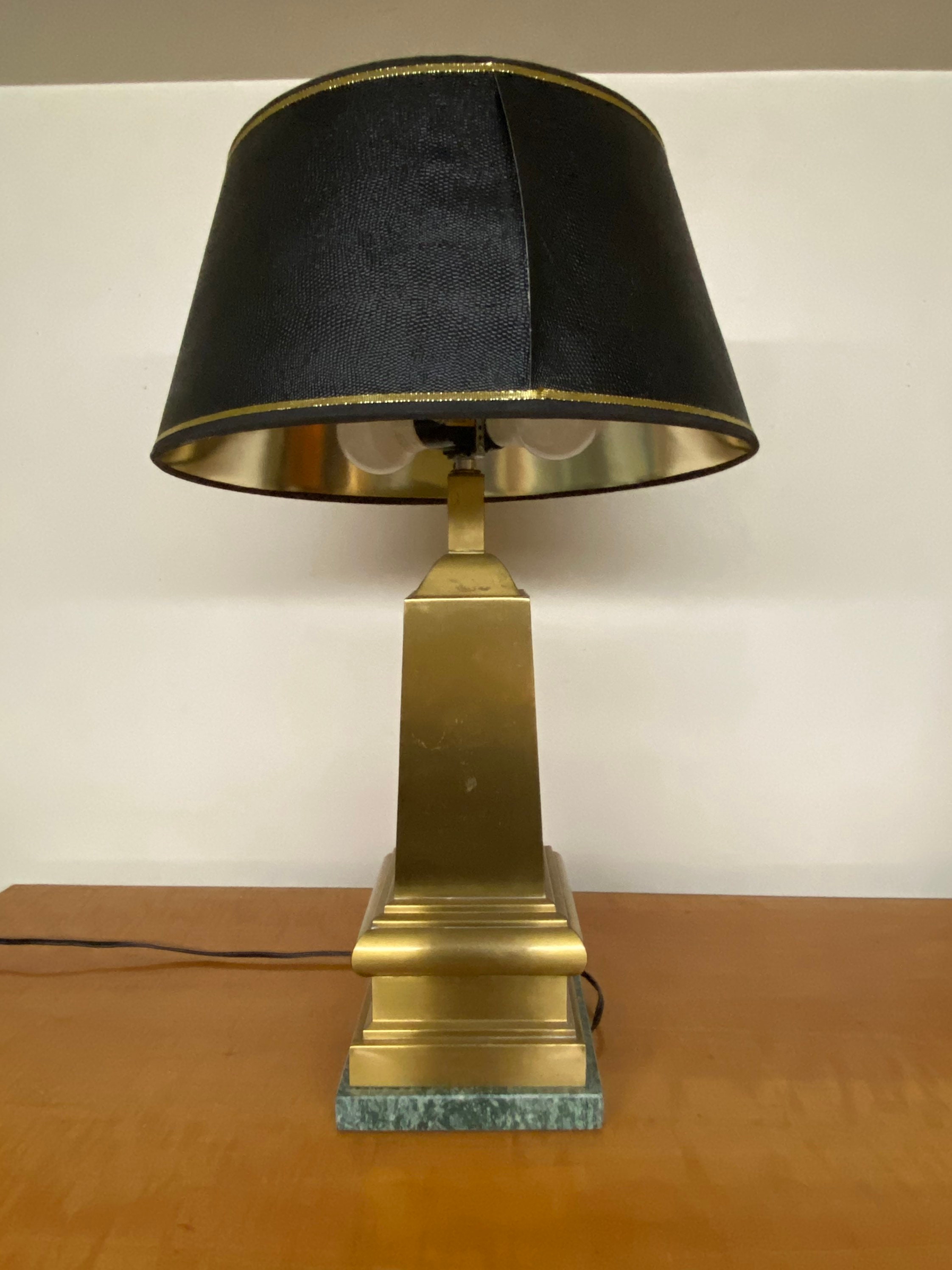 Vintage Baldwin Style Art Deco Brass Lamp on Marble Stand - Etsy