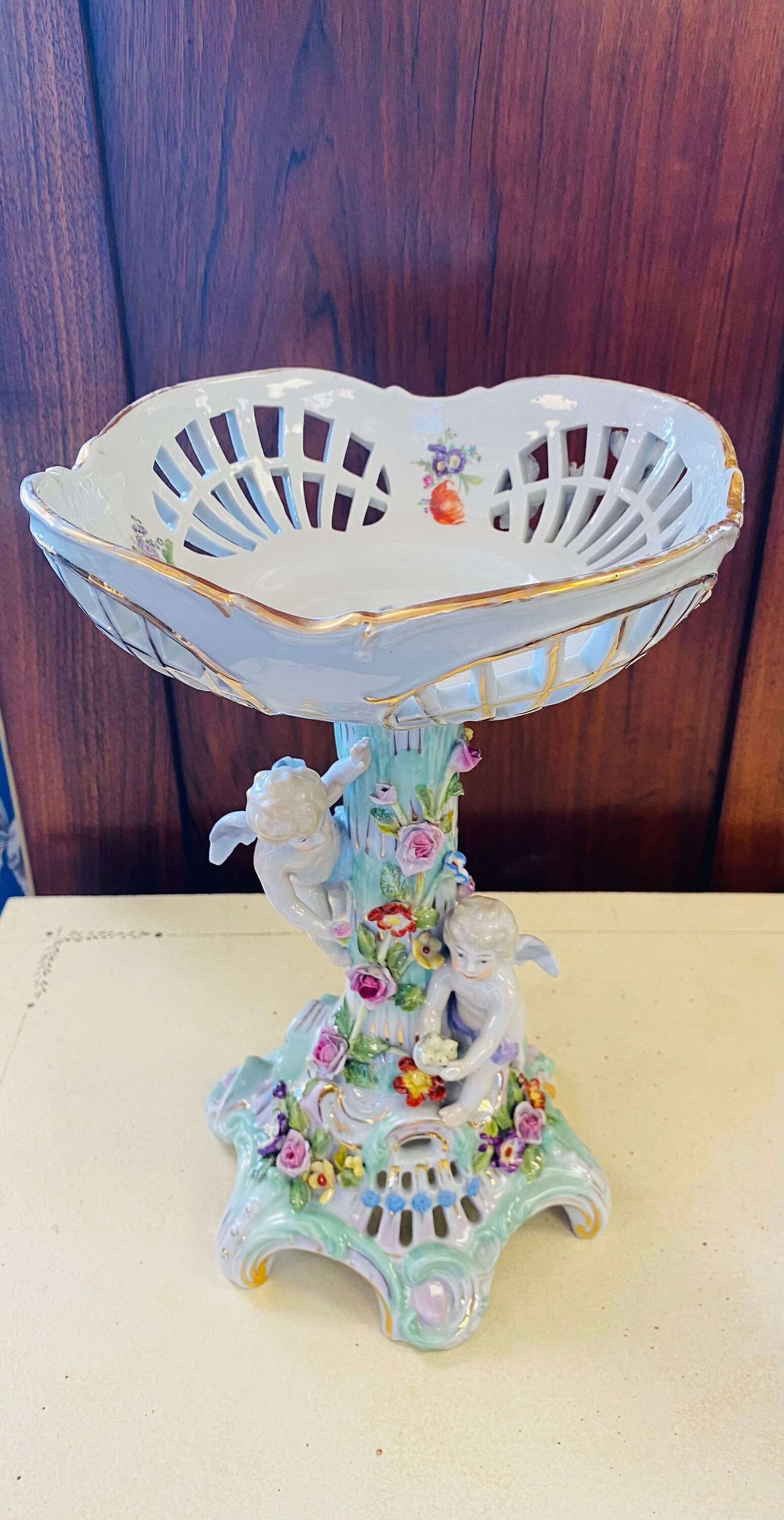 Antique German 19th Century Dresden Porcelain Compote - Etsy