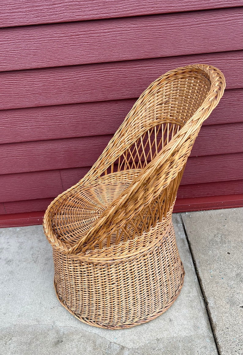 Vintage Wicker Bucket Chair - Etsy