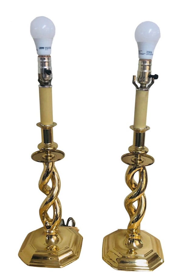 A Pair of Vintage Baldwin Twist Brass Lamps - Etsy
