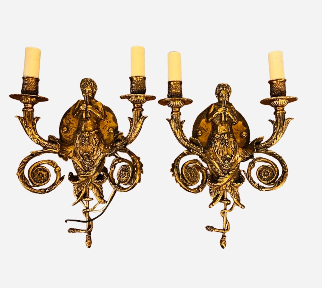 Antique Electric Wall Sconces A Pair - Etsy