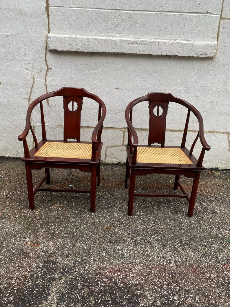Vintage Asian Inspired Chairs A Pair - Etsy