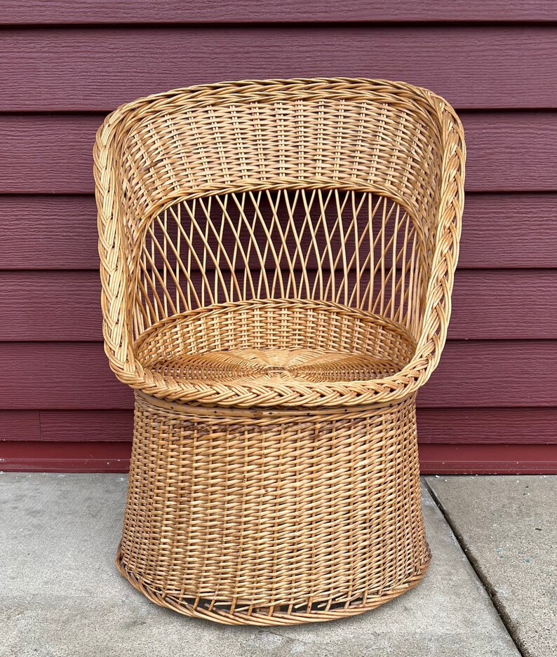 Vintage Wicker Bucket Chair - Etsy
