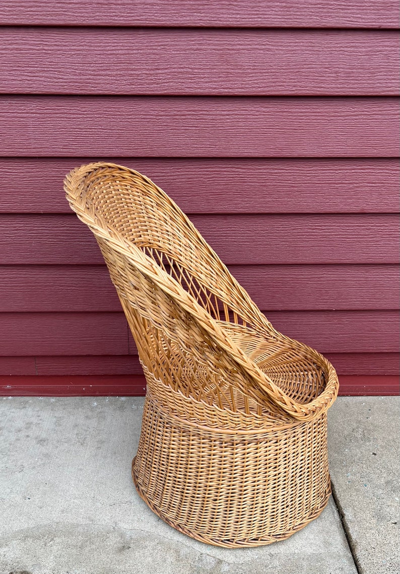 Vintage Wicker Bucket Chair - Etsy