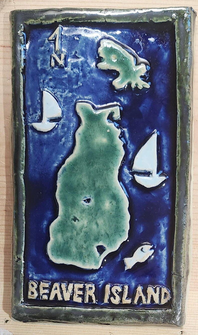 Handmade, Decorative, Artisan, Ceramic, Tile, Depicting Beaver Island ...