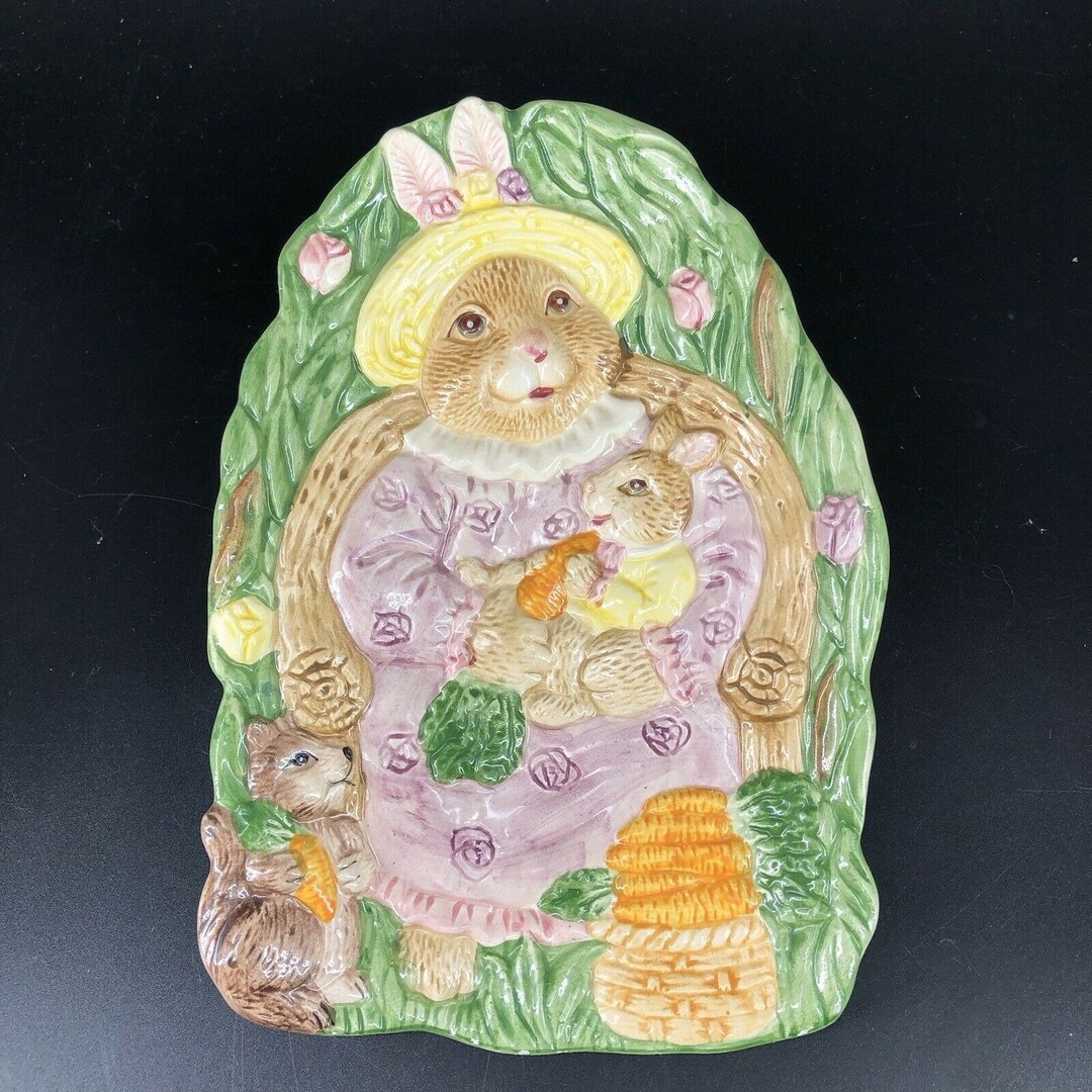 Vintage Fitz and Floyd Omnibus Hand Painted Ceramic Mommy Baby Bunny ...