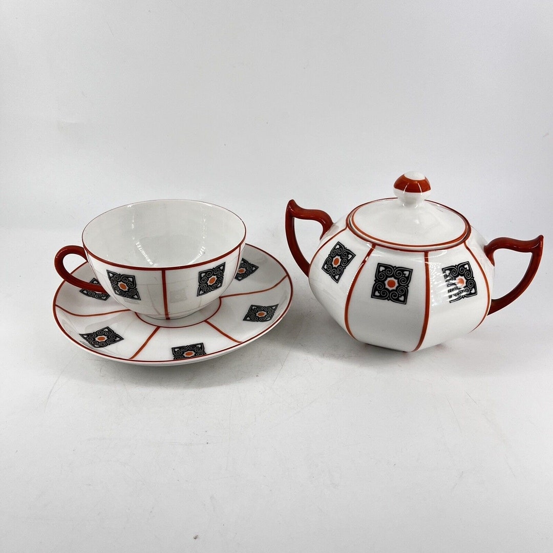 Vintage Zeh and Scherzer Art Nouveau Porcelain Teacup Saucer and Sugar ...