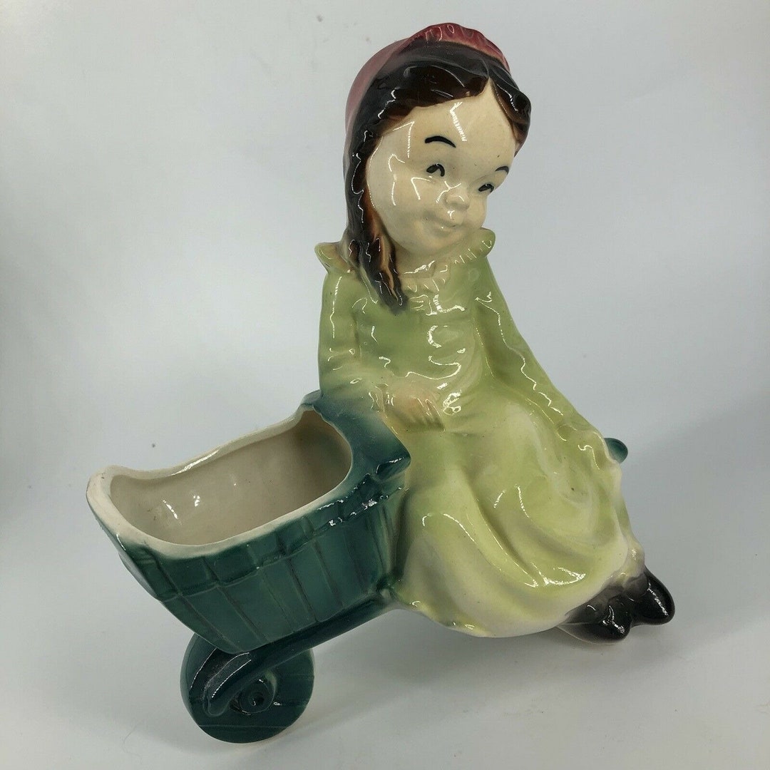 Vintage Royal Copley Studio Art Pottery Succulent Planter Girl on ...