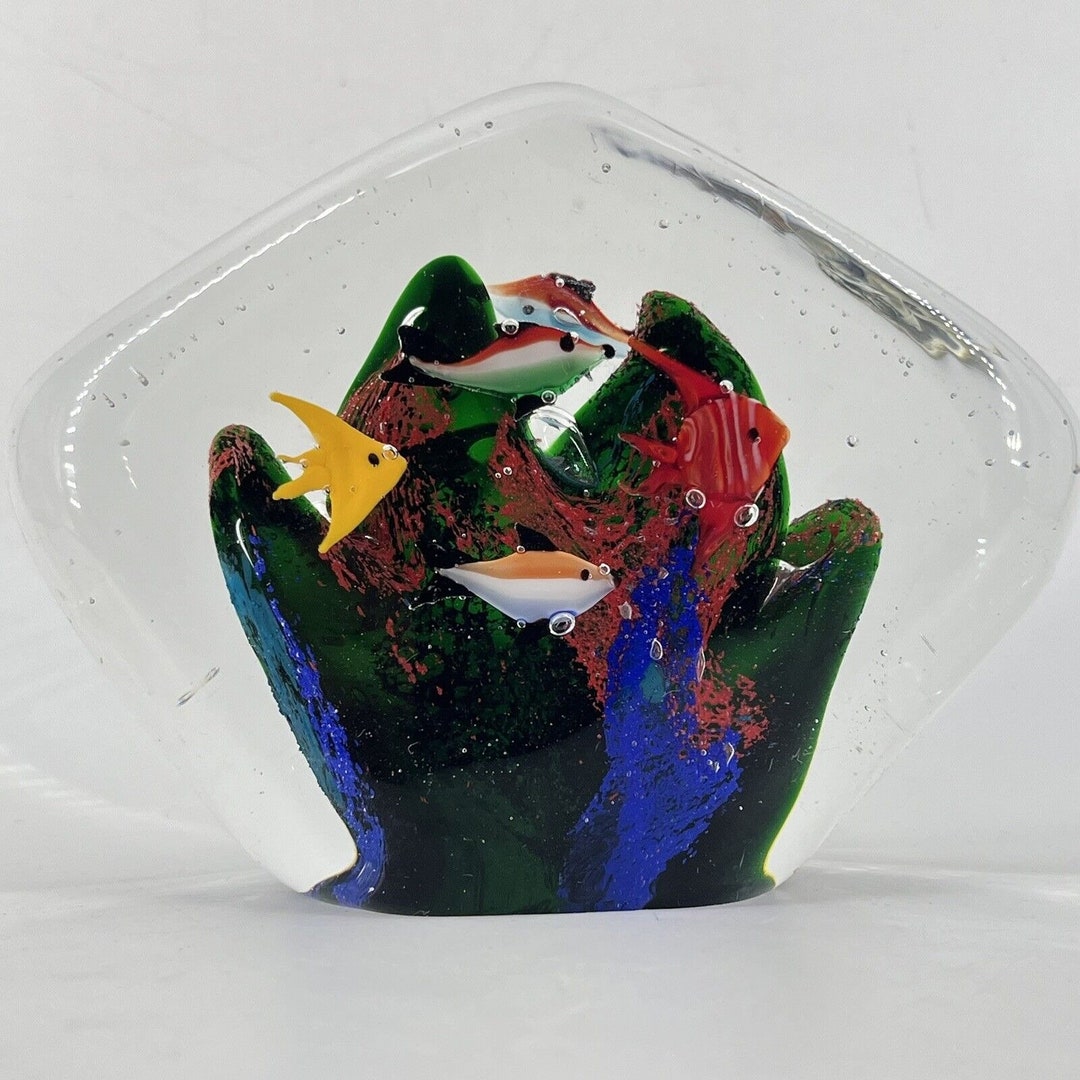 Handblown Art Glass Fish Aquarium Paperweight Sculpture Ocean Beach ...