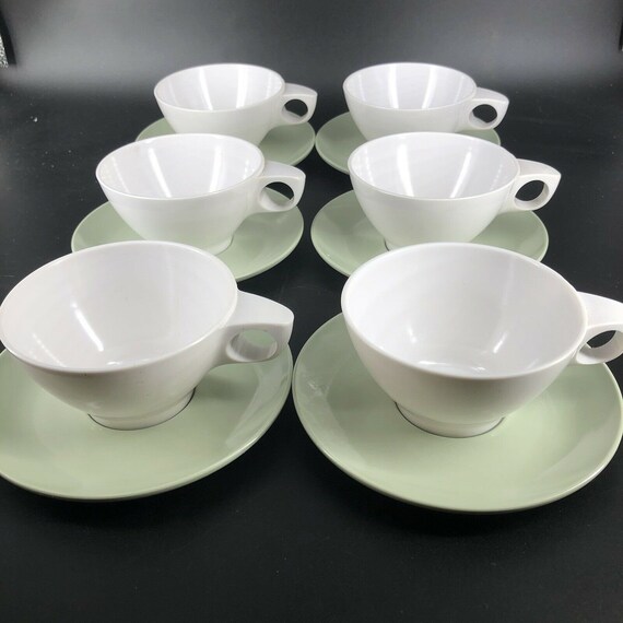 Set of 12 Vintage Boonton Ware Melamine Teacups Saucers | Etsy