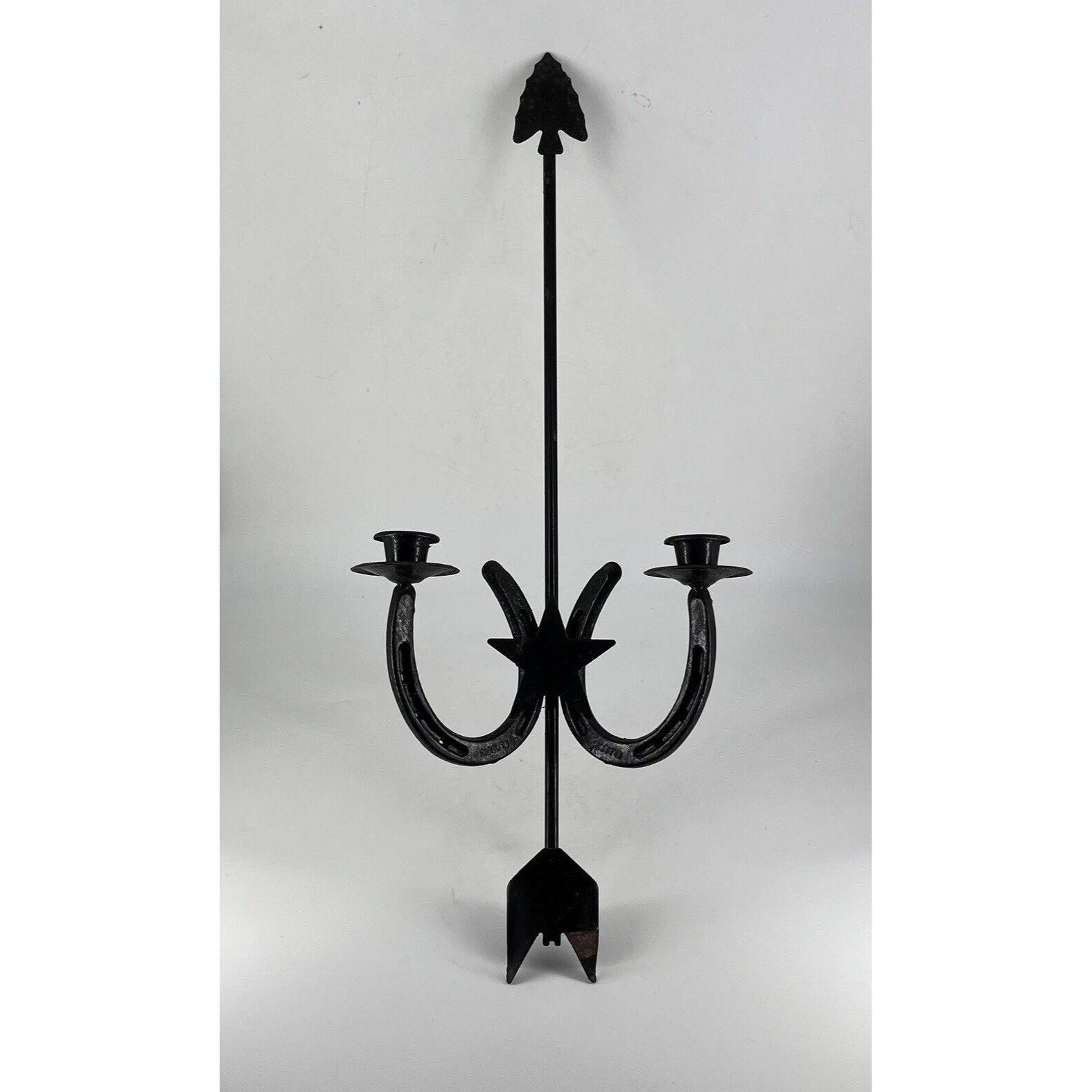Vintage Brutalist Art Sculpture Horseshoe Arrow Wall Sconce Candle ...