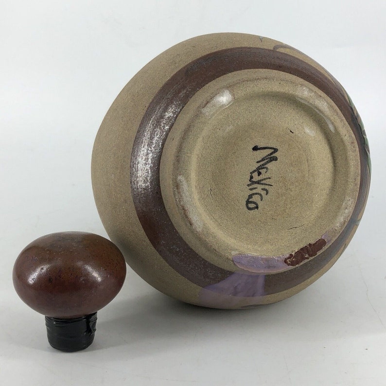 Vintage Tonala Mexican Folk Art Pottery Pitcher Decanter Shot Glass Owl ...