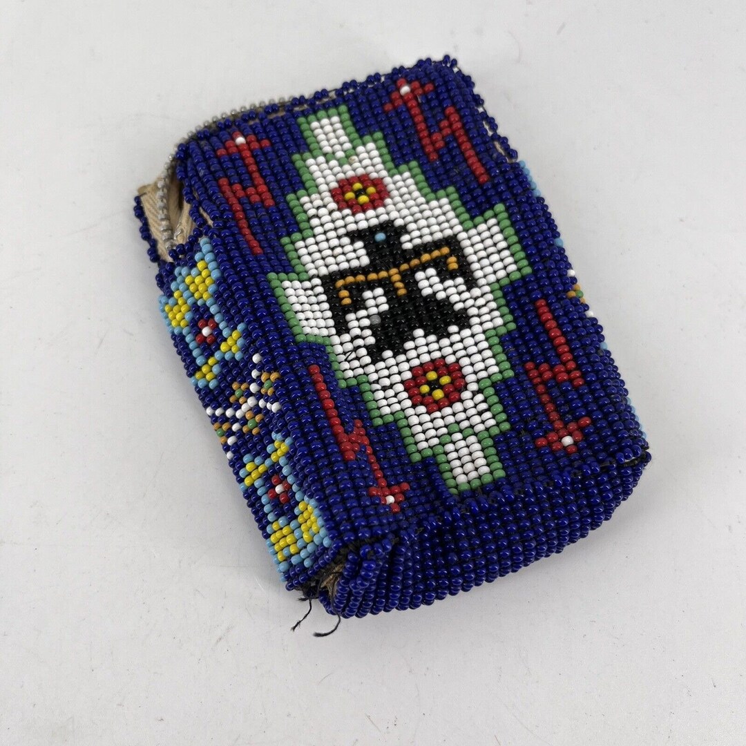 Vintage Native American Indian Beaded Cigarette Case Thunderbird Woven ...