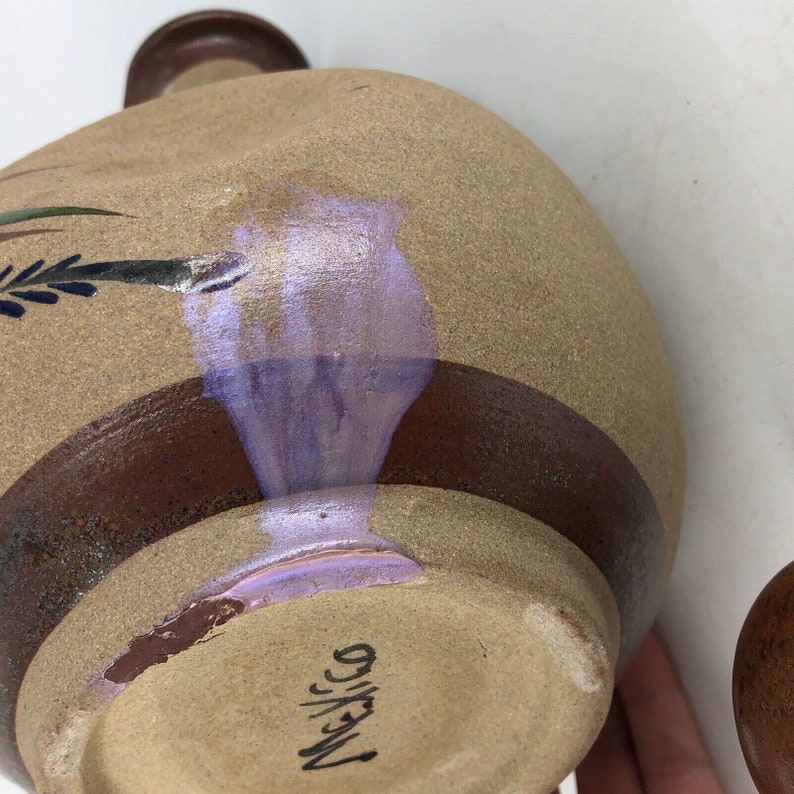 Vintage Tonala Mexican Folk Art Pottery Pitcher Decanter Shot Glass Owl ...